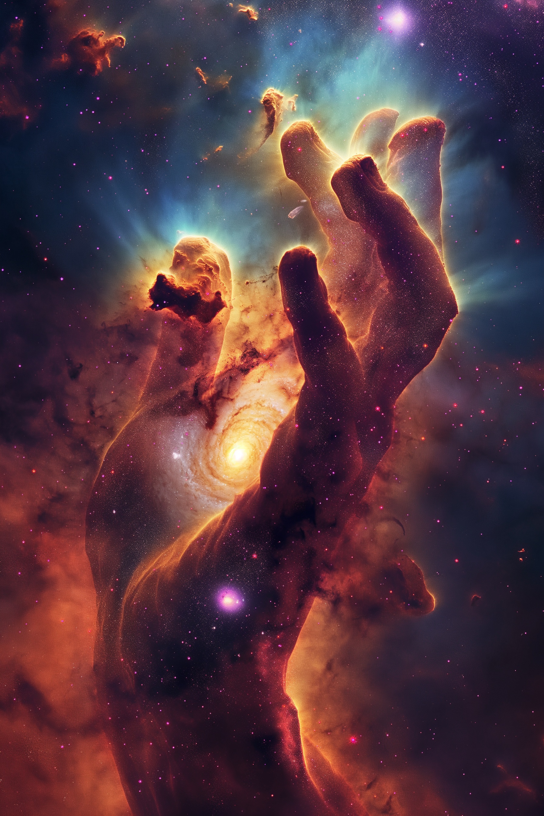 Galaxy Shaping In Hand-like Formation • PromptDen