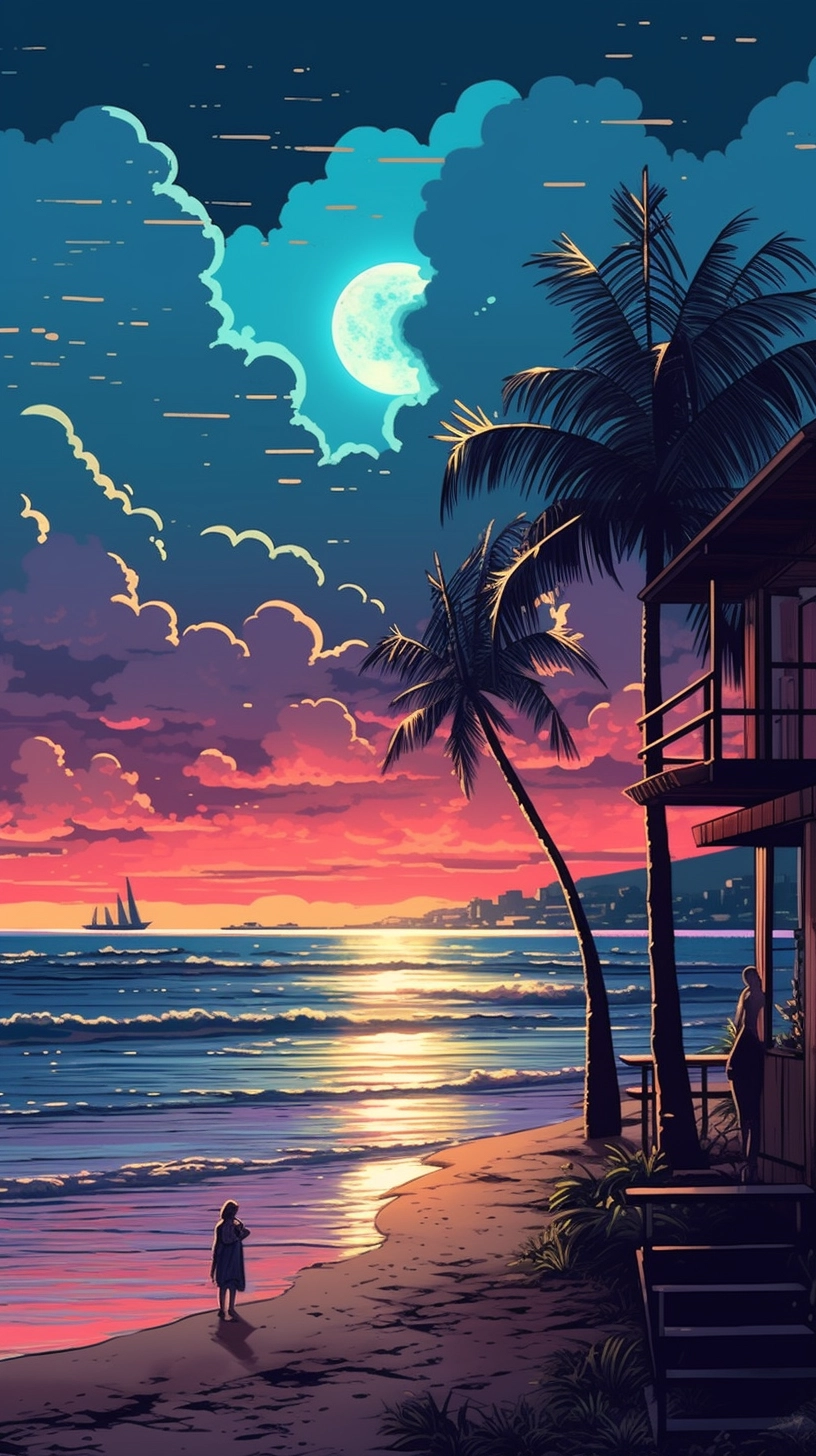 Chill Beach Vibes: Lofi Blue Theme • PromptDen