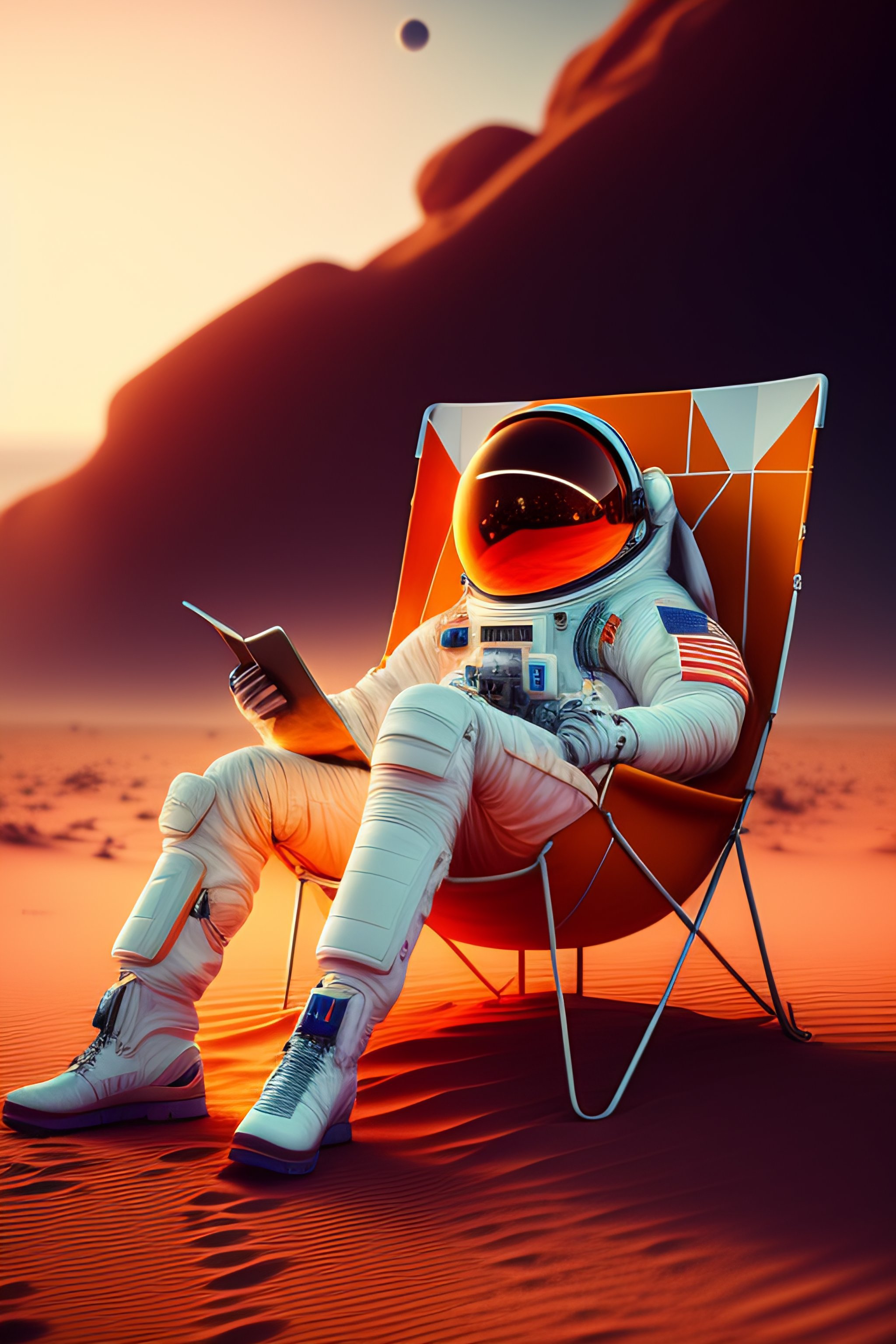 Relaxing On Mars: Astronaut's Beach Chair • PromptDen