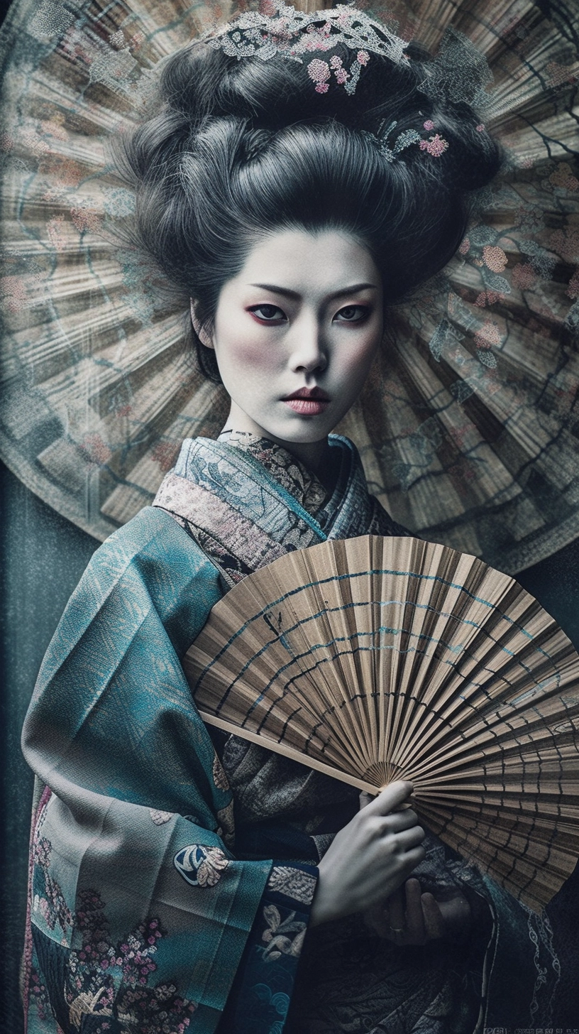 Geisha Ninja: Intricate Textile Portrait In Sengoku Jidai • PromptDen