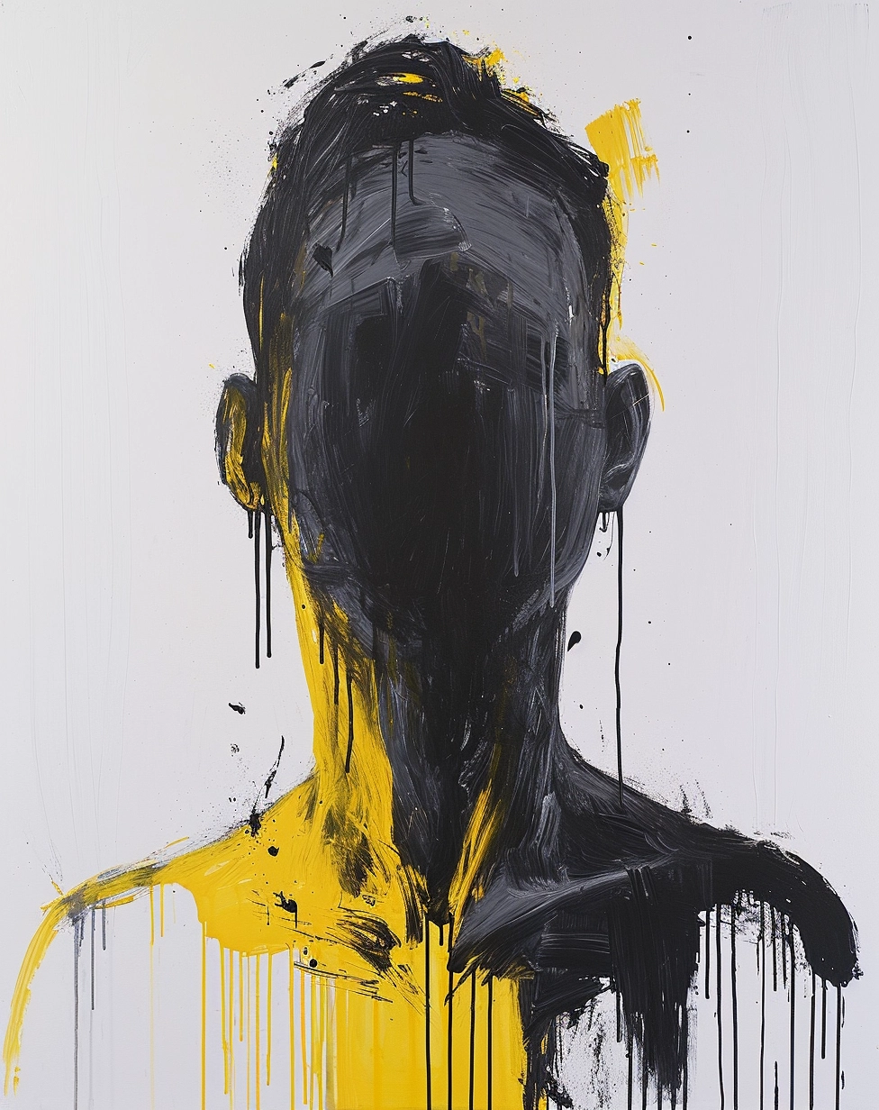 Organic Surreal Art: Conceptual Minimalist Shape In Black Gray & Yellow ...