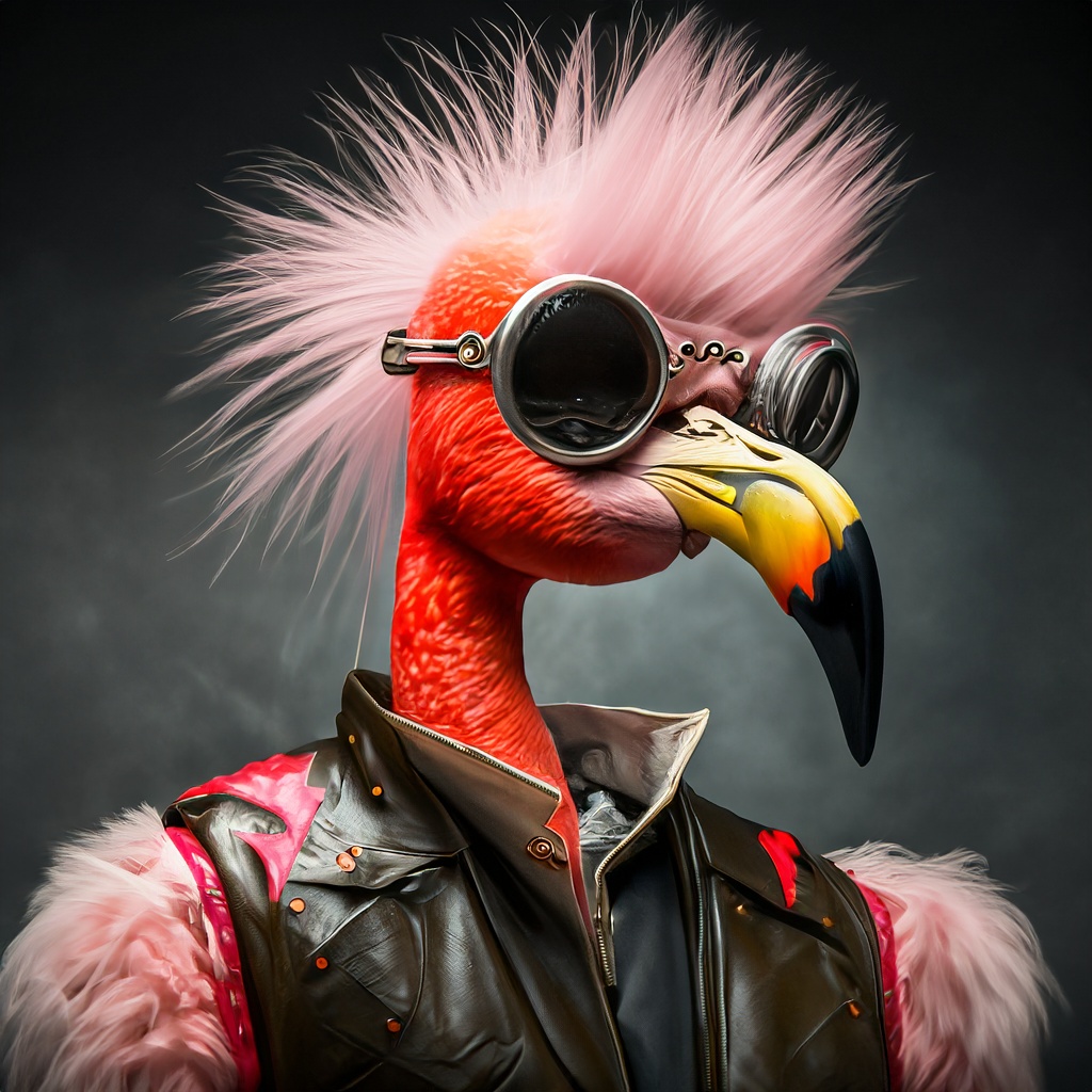 Fierce Flamingo: Punk Rock Style And Attitude • PromptDen
