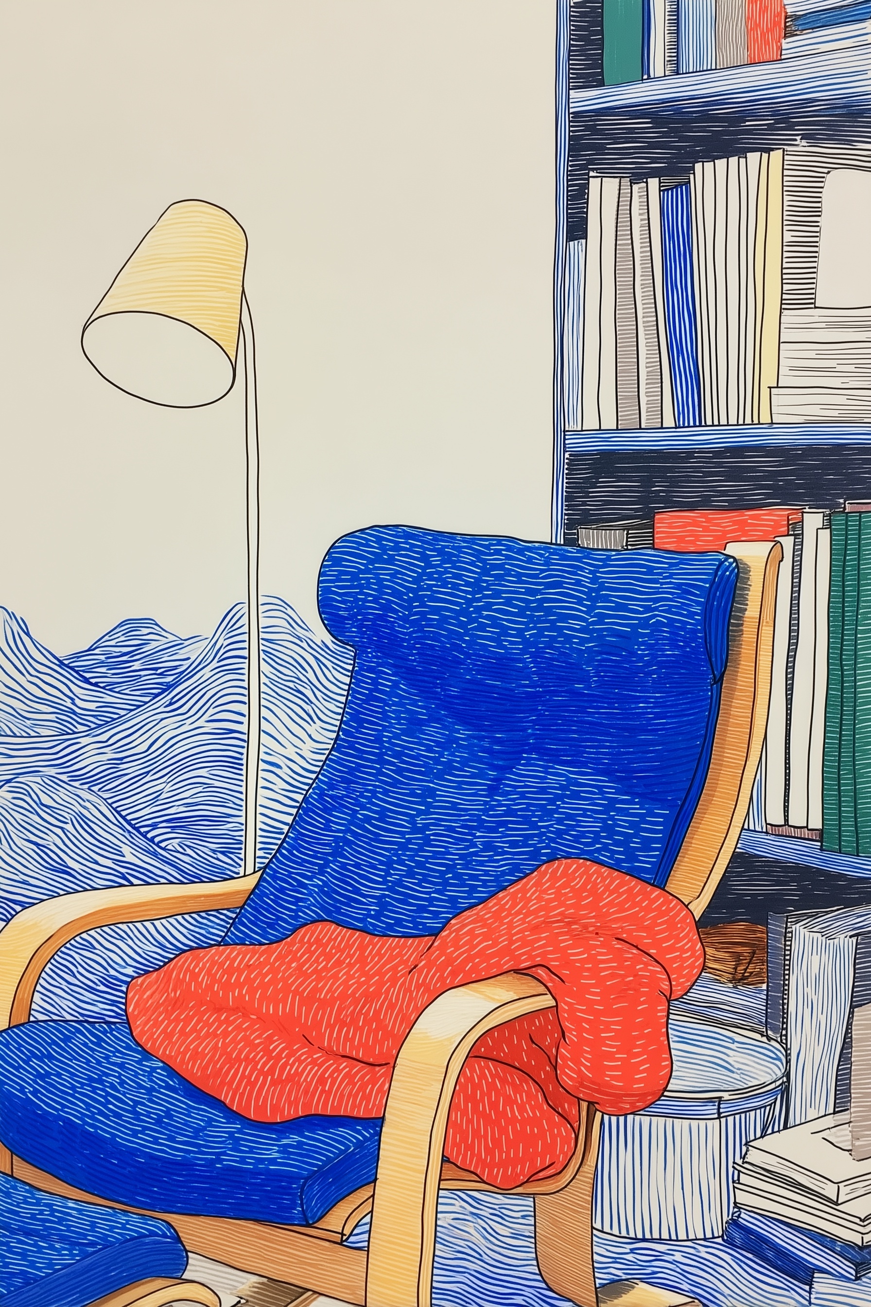 Cozy Scandinavian Lounge Chair Illustration • PromptDen