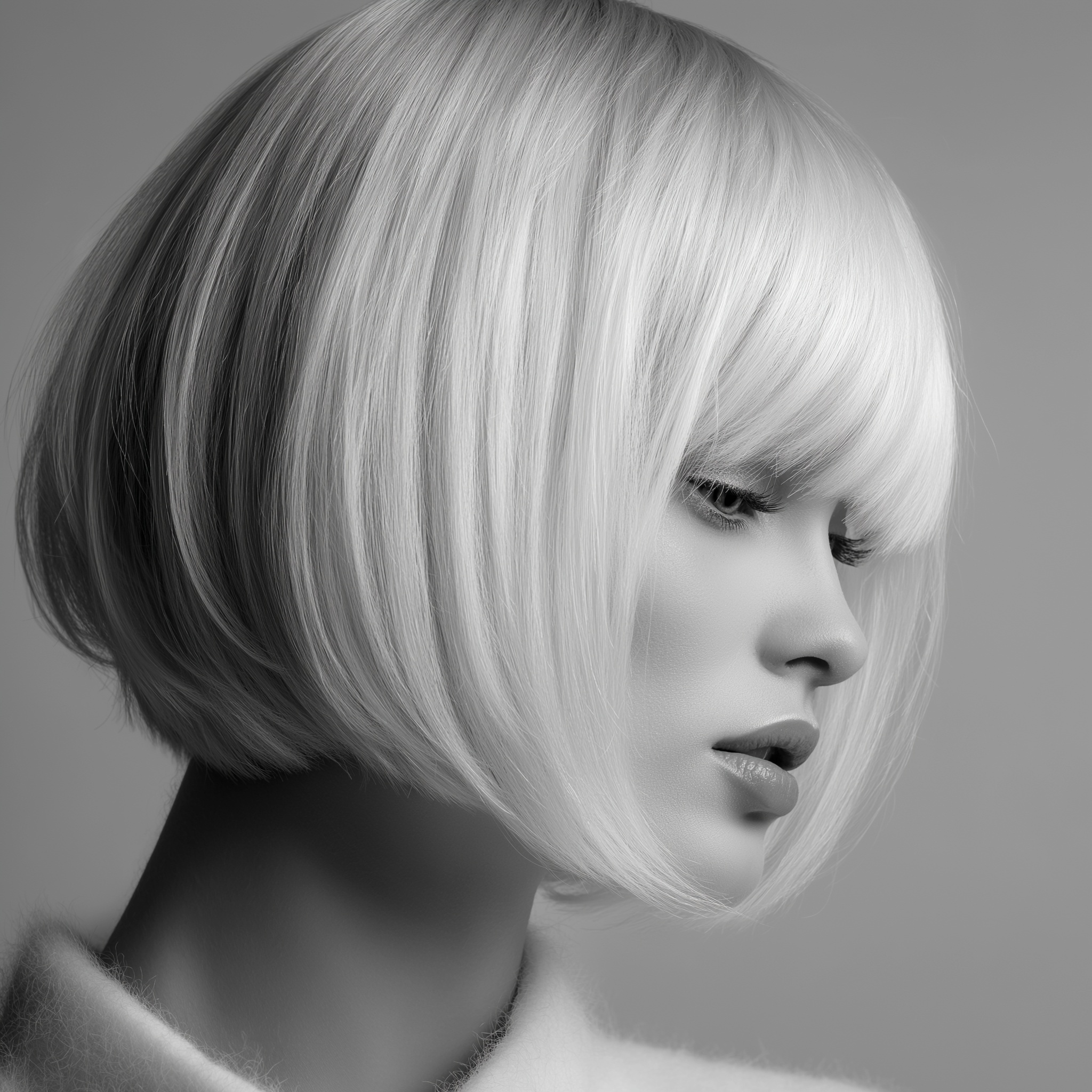 Stunning Silver Bob Cut Hair Photography Showcase • PromptDen