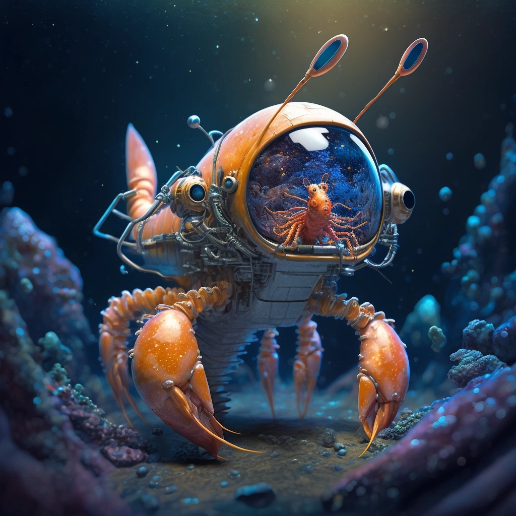 8k Pixar-style 3d Space Scene With Intricate Shrimp-astronaut Character ...