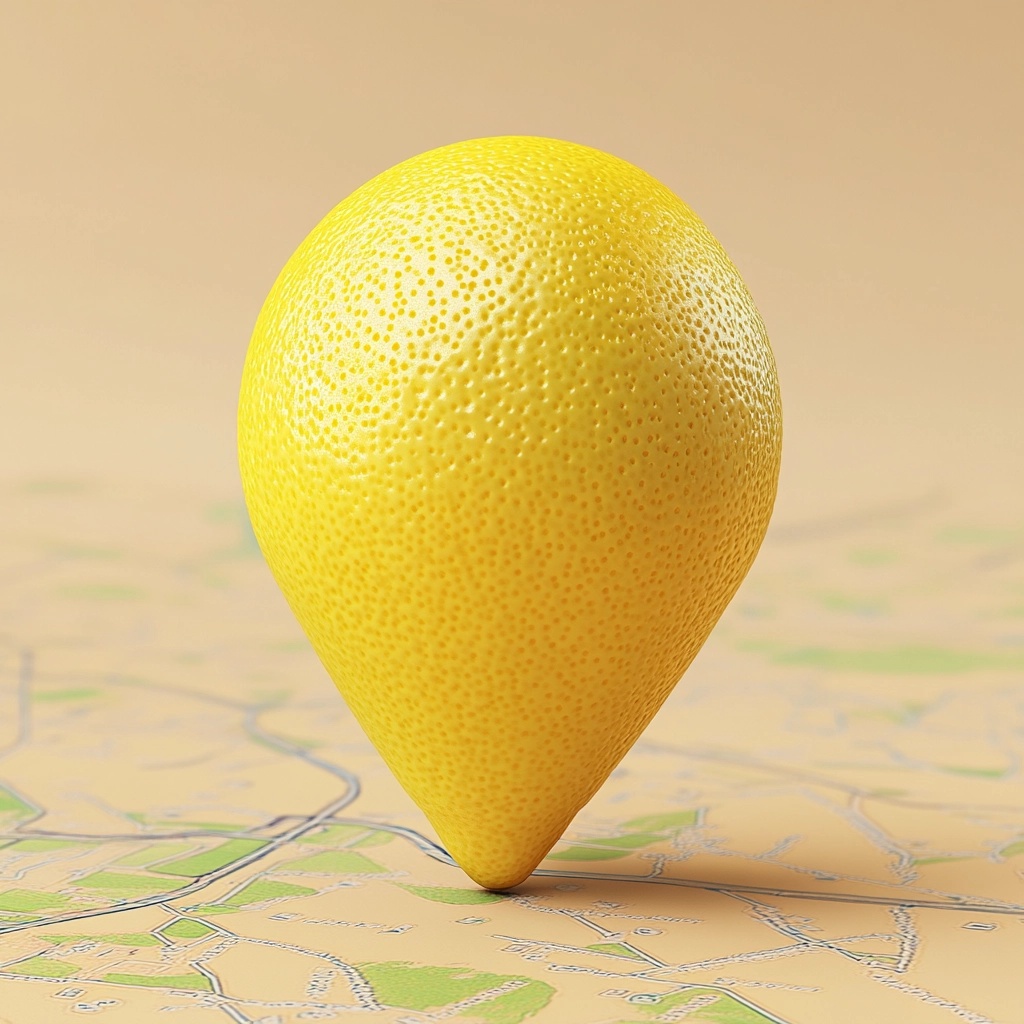 Discover Bright Flavors: Lemon Map Pin Design • PromptDen