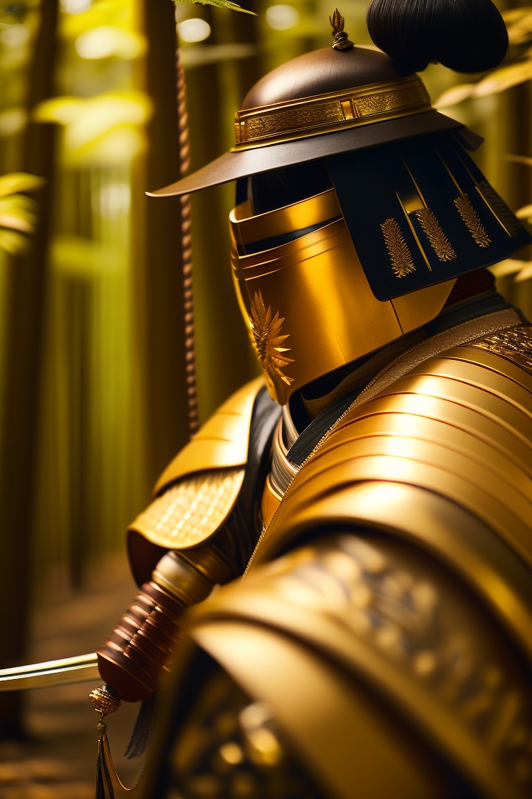 Golden Samurai In Bamboo Forest • PromptDen