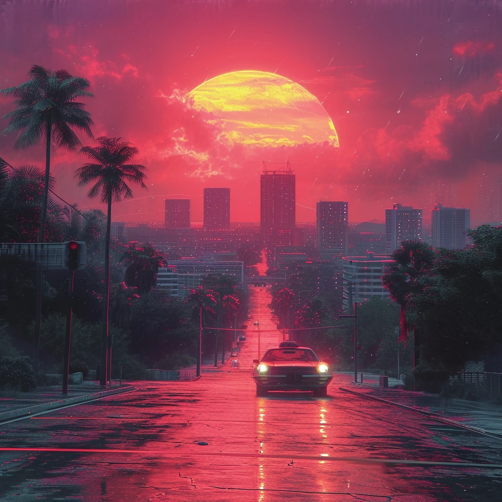 Pink & Green Synthwave: Vibrant Retro Tunes • PromptDen