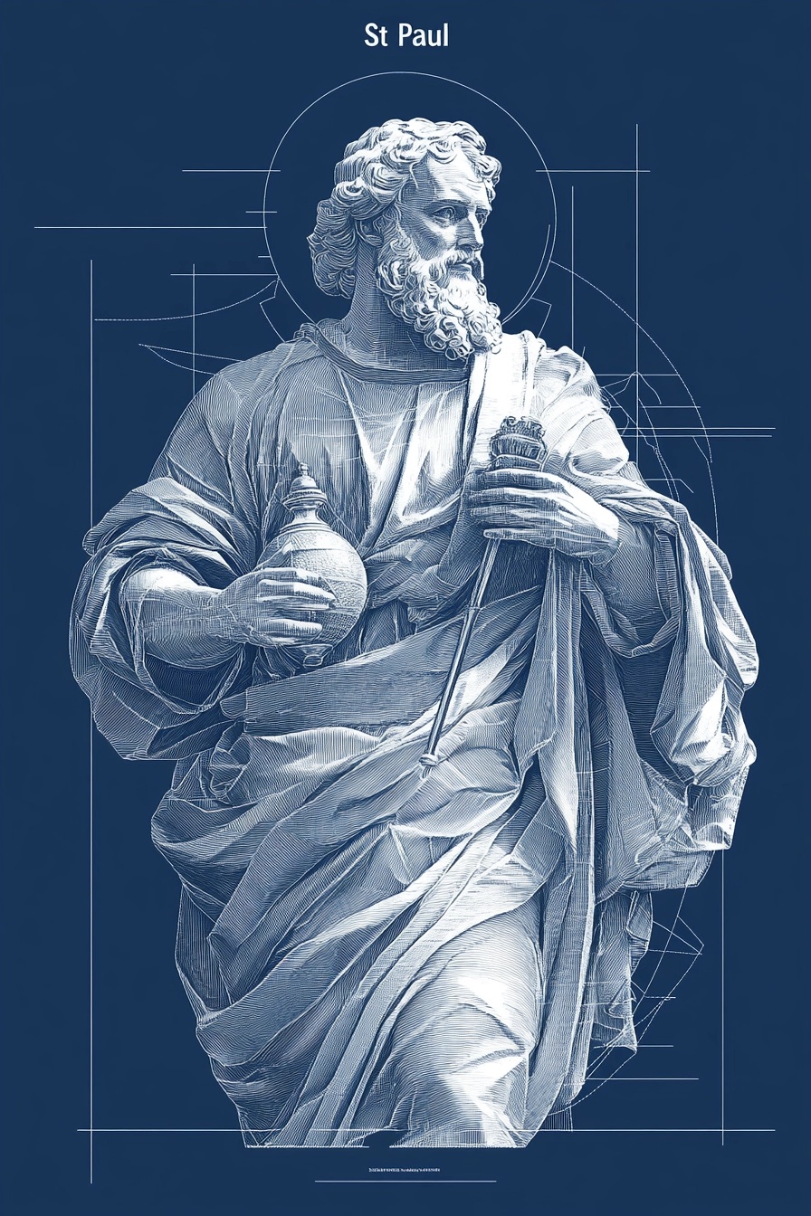 St Paul: Elegant Vector Art On Klein Blue • PromptDen