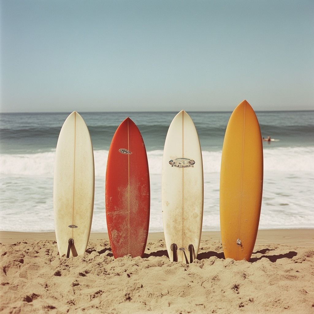 Retro Surfboards At Newport Beach: 60s Vibes • PromptDen