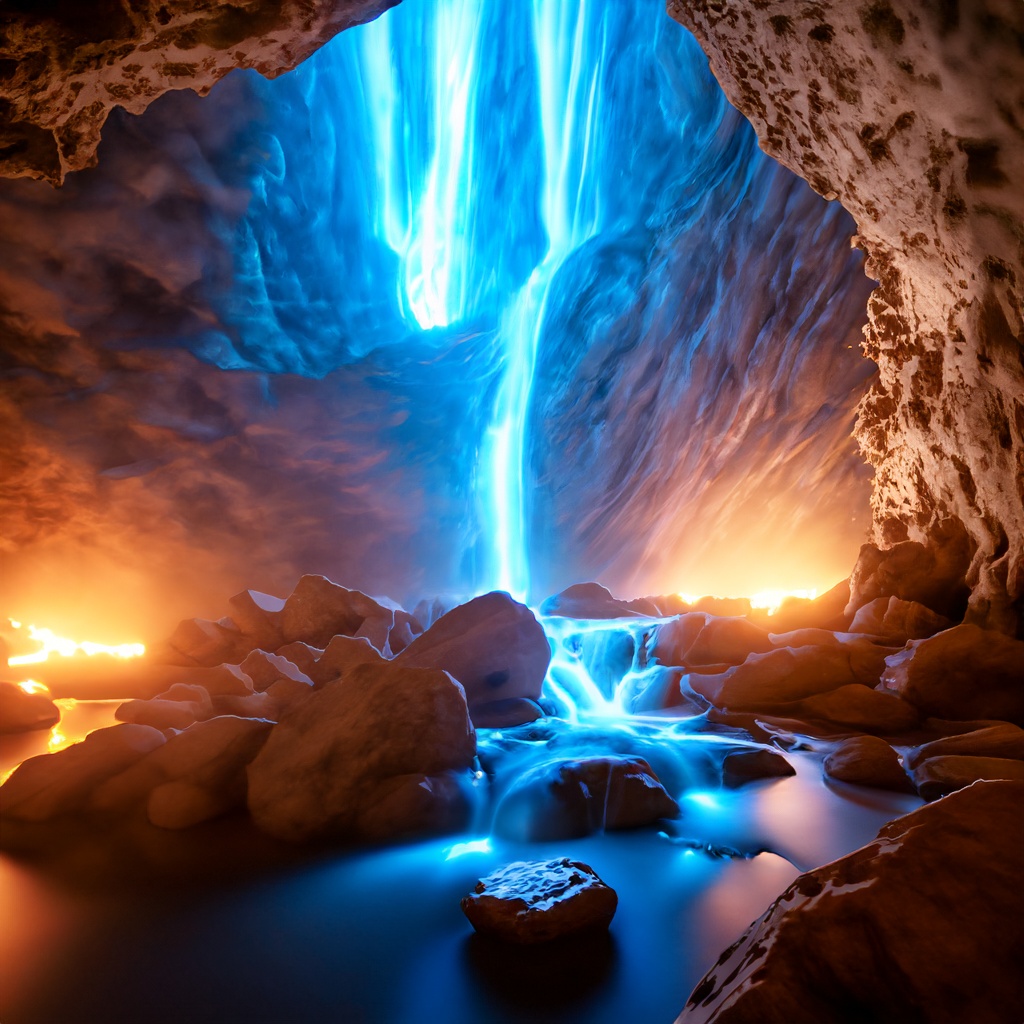 Enchanting Cave: Explore The Glowing River • PromptDen