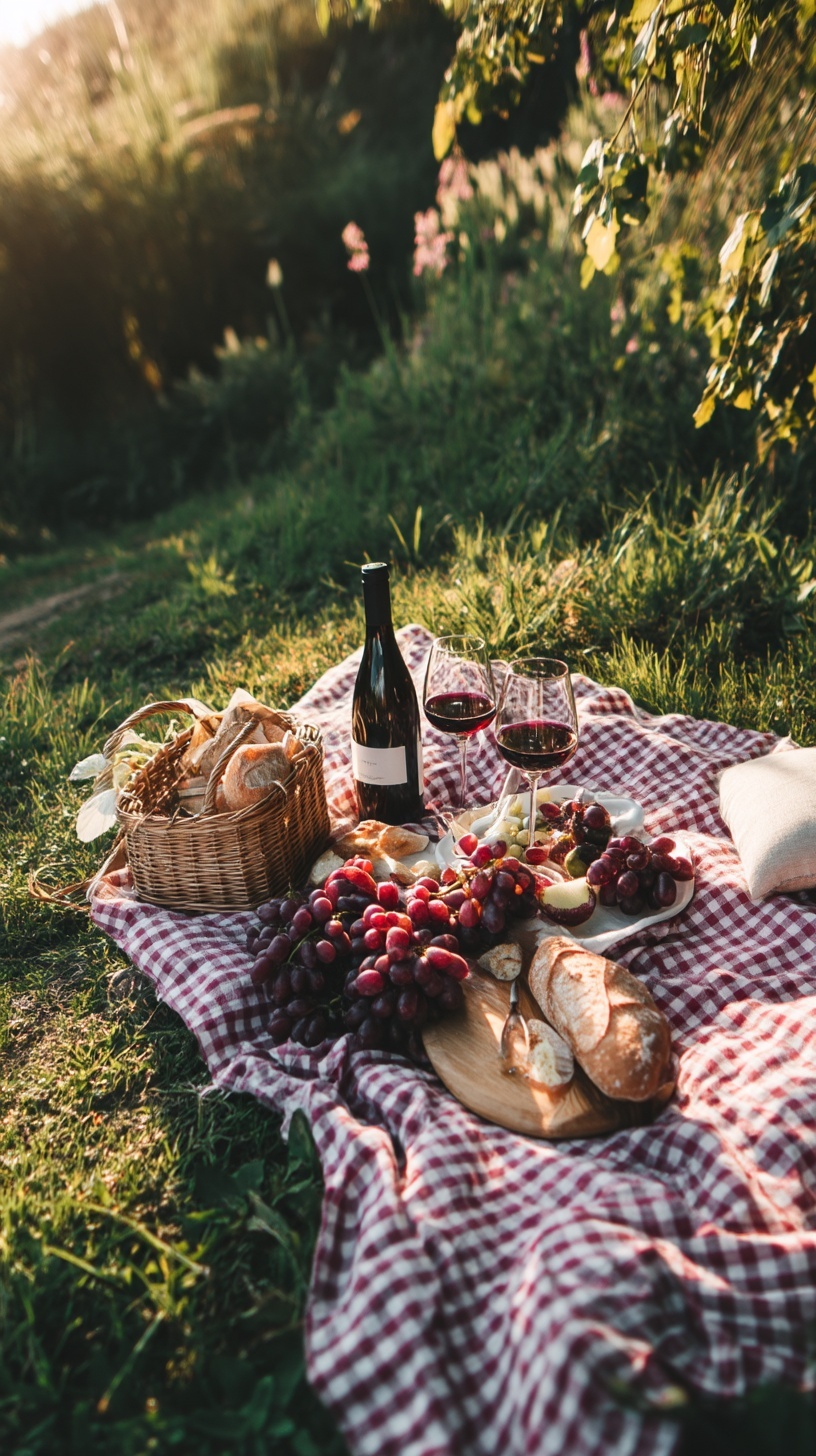 Cozy Spring Picnic: Upscale Outdoor Relaxation • PromptDen