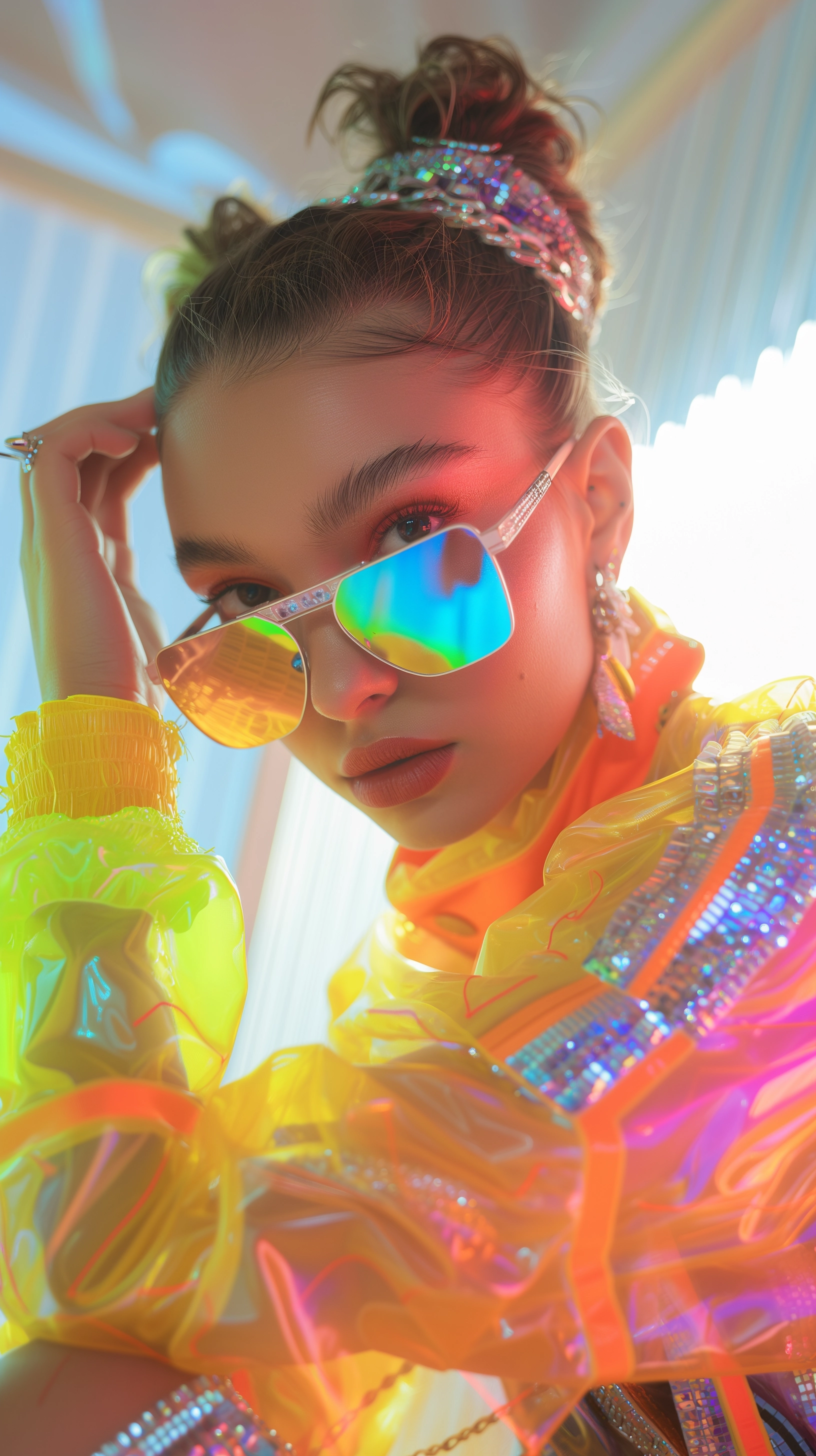 Future Fashion Shoot: Barbara Palvin's Edgy Neon Styles • PromptDen