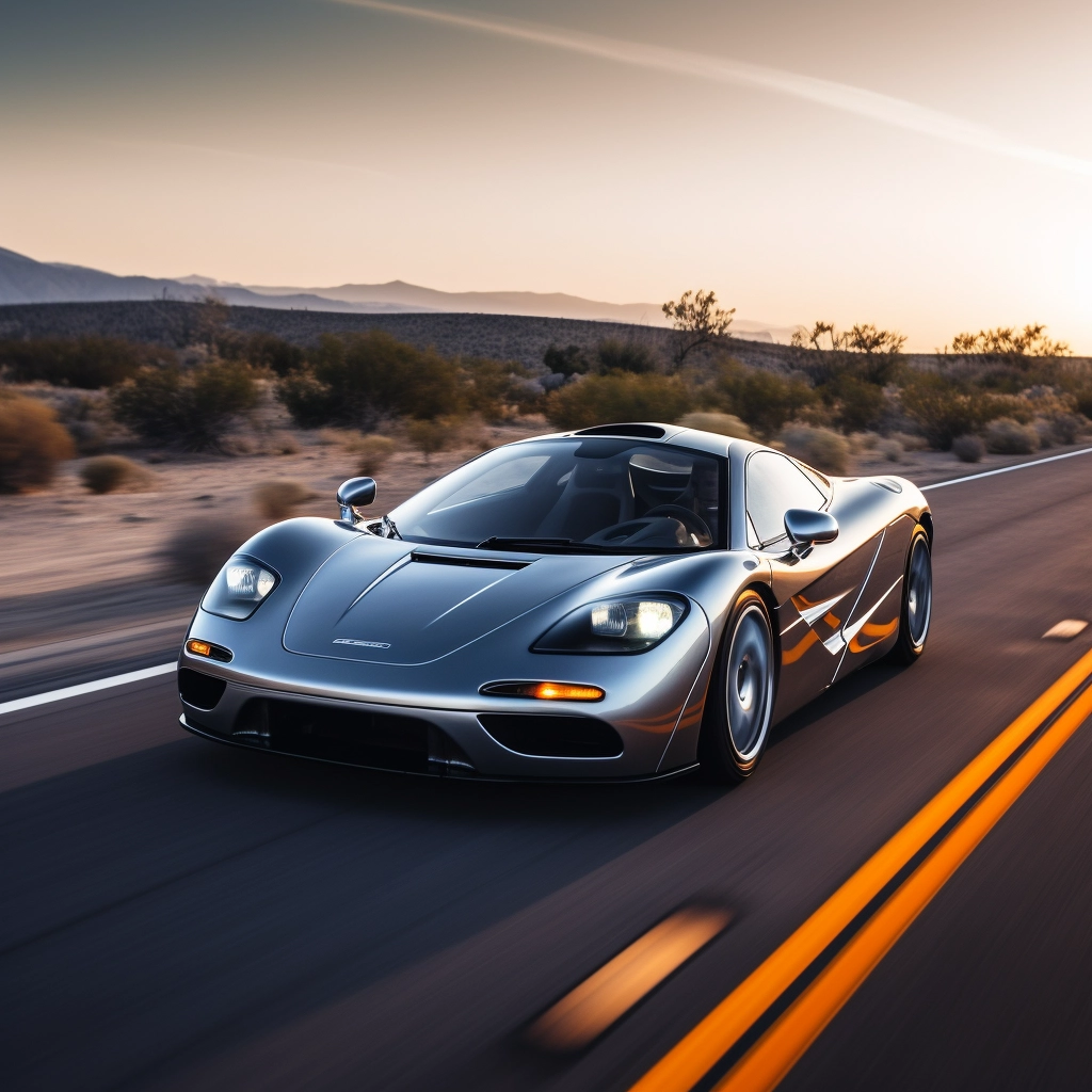 Hyper Realistic Silver Mclaren F1: Vintage Cinematic Dream • PromptDen