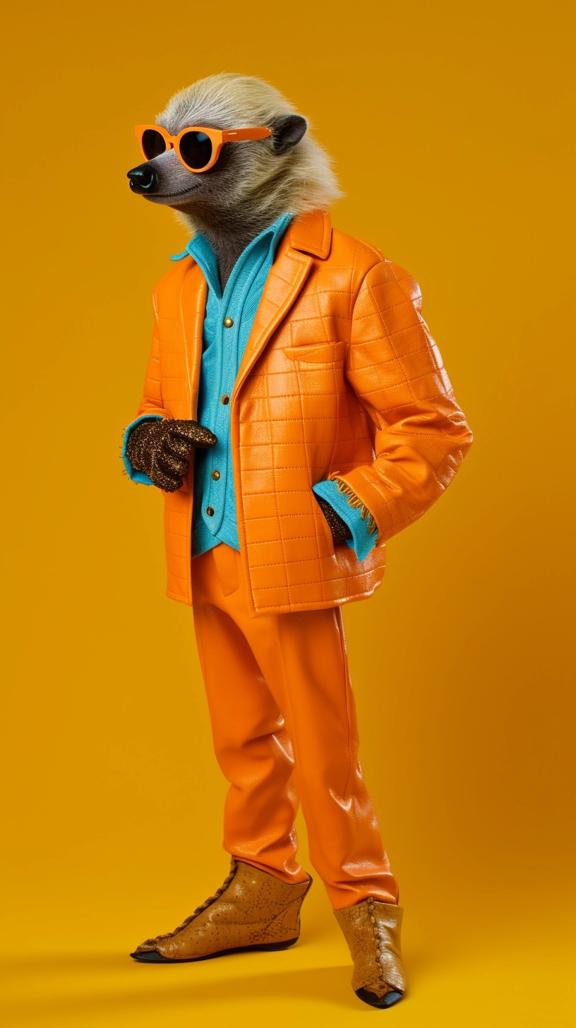 70s Chic: Honey Badger Fashion For Vogue • PromptDen