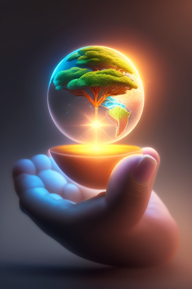 Supernatural Hand Holds Small World • PromptDen