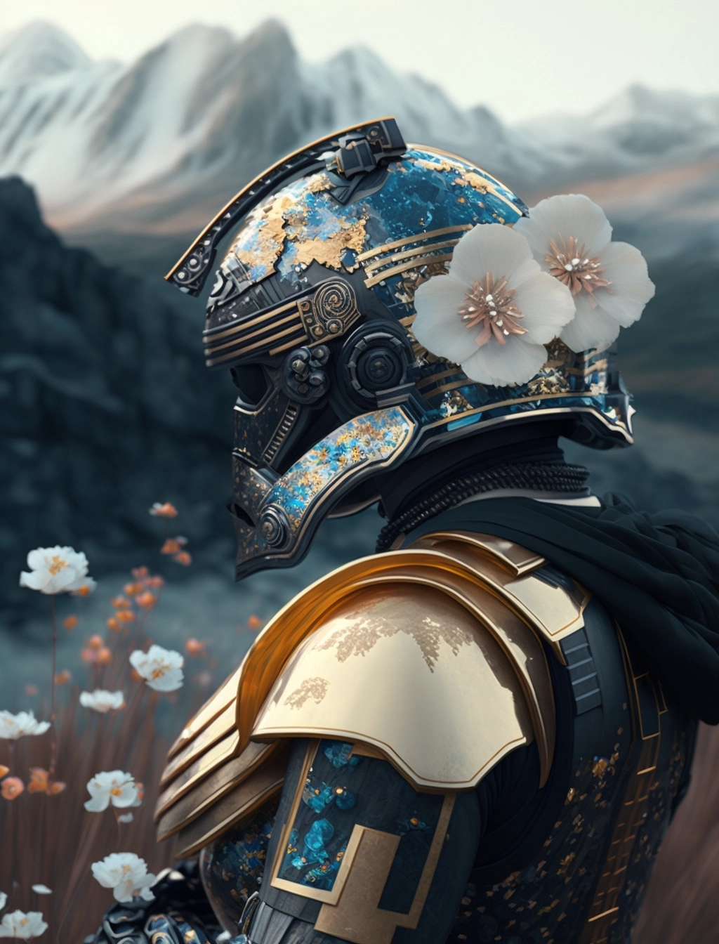 Bioluminescent Cyberpunk Stormtrooper In Misty Plains • PromptDen