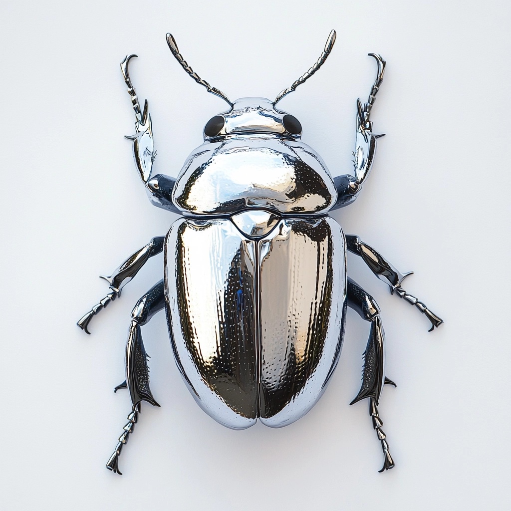 Zoom In: Stunning Chrome Insect Close-up • PromptDen