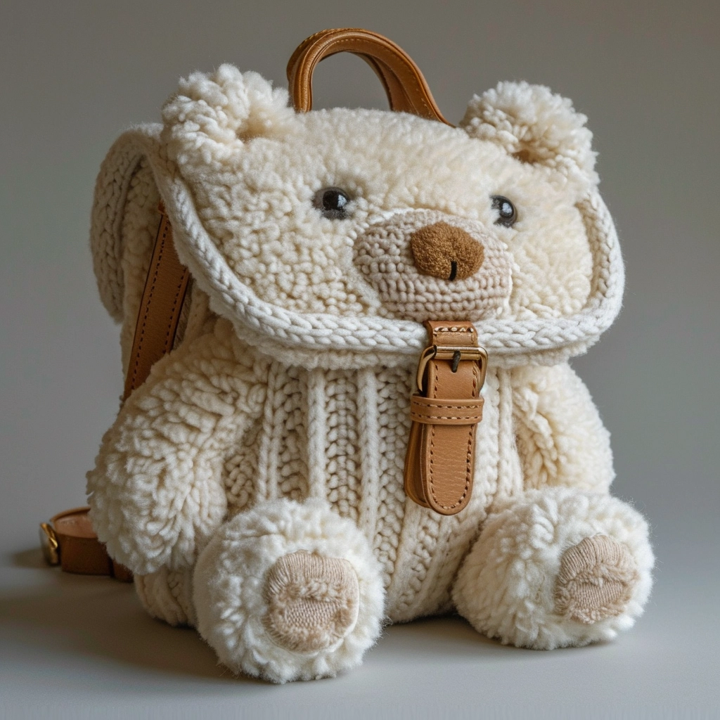 Stylish White Teddy Backpack: Carry Your Essentials In Comfort • PromptDen