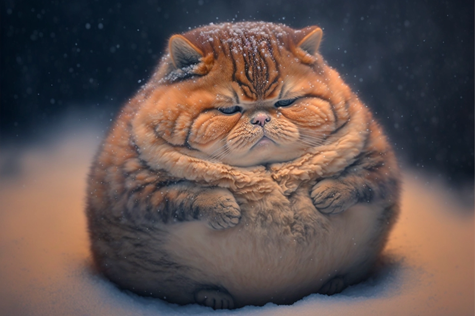 Chonky Cat In Blizzard: Adorable And Round! • PromptDen