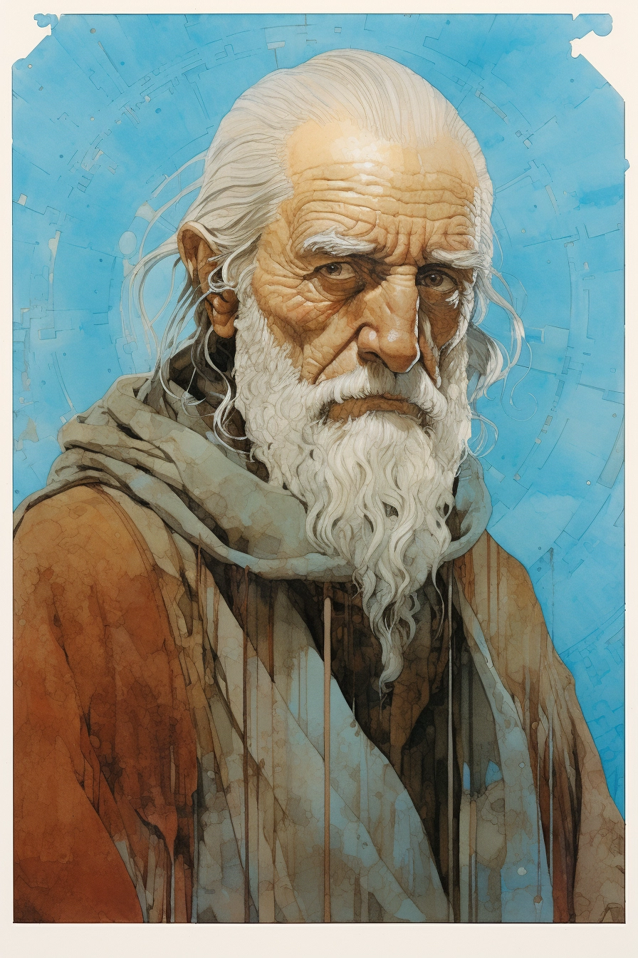 Masterful Art: Detailed Concept Of Old Jedi By Moebius • PromptDen