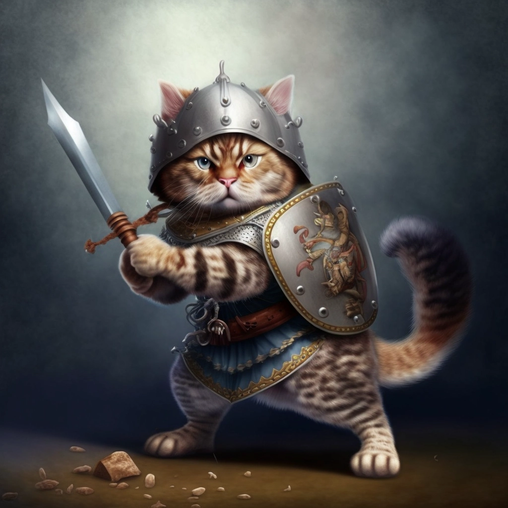 Fierce Feline Vs. Armored Mouse: Epic Battle • PromptDen