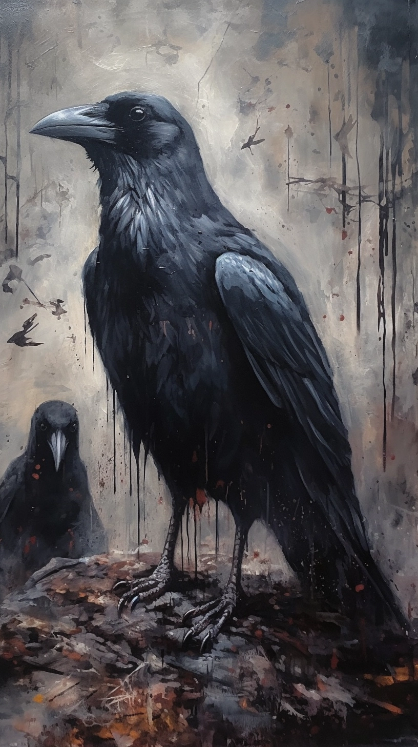 Stoic Grim Reaper With Ravens - Heavy Oil Painting • PromptDen