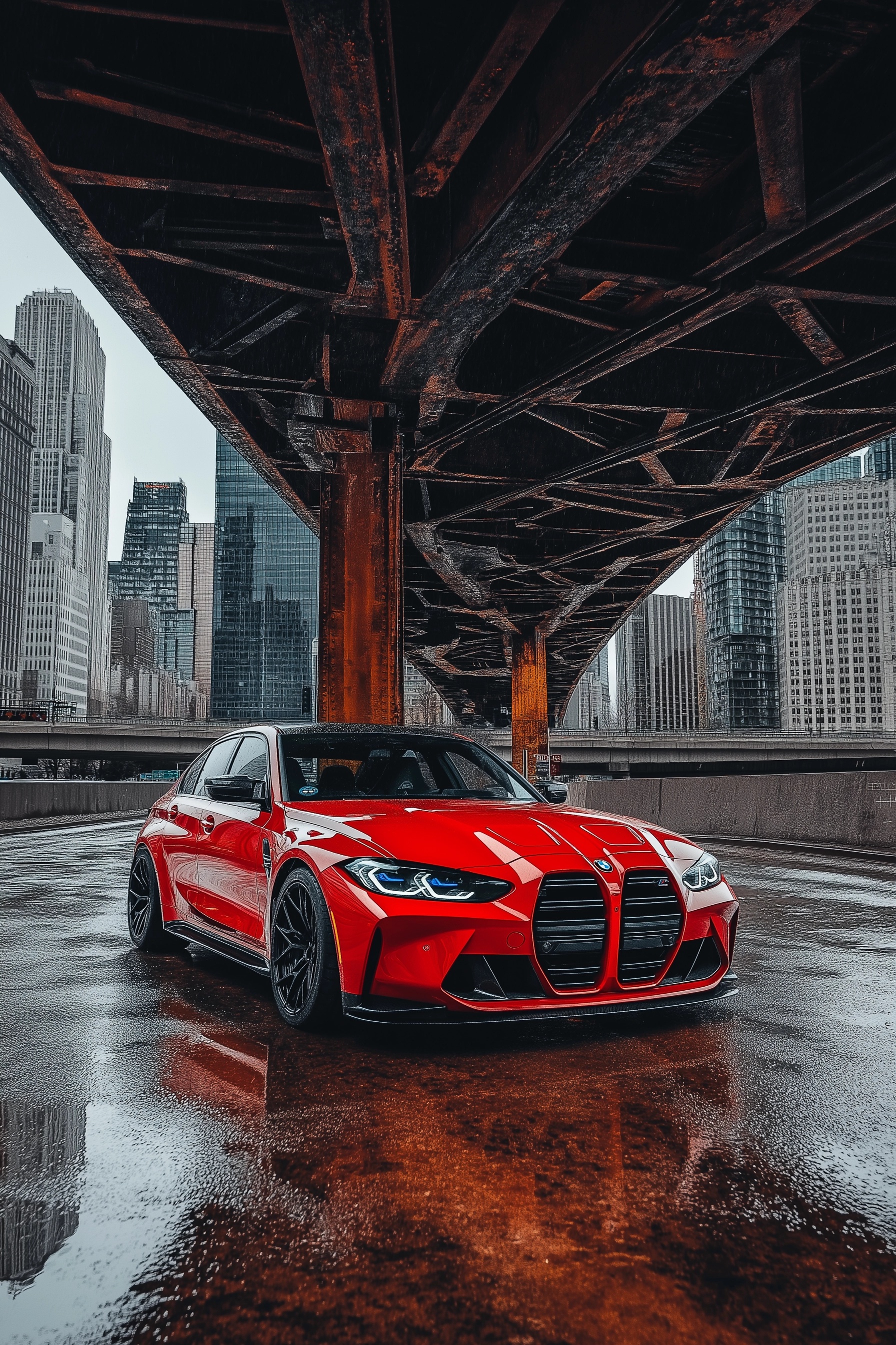 City View: Modified Bmw M3 Competition Under Overpass • PromptDen