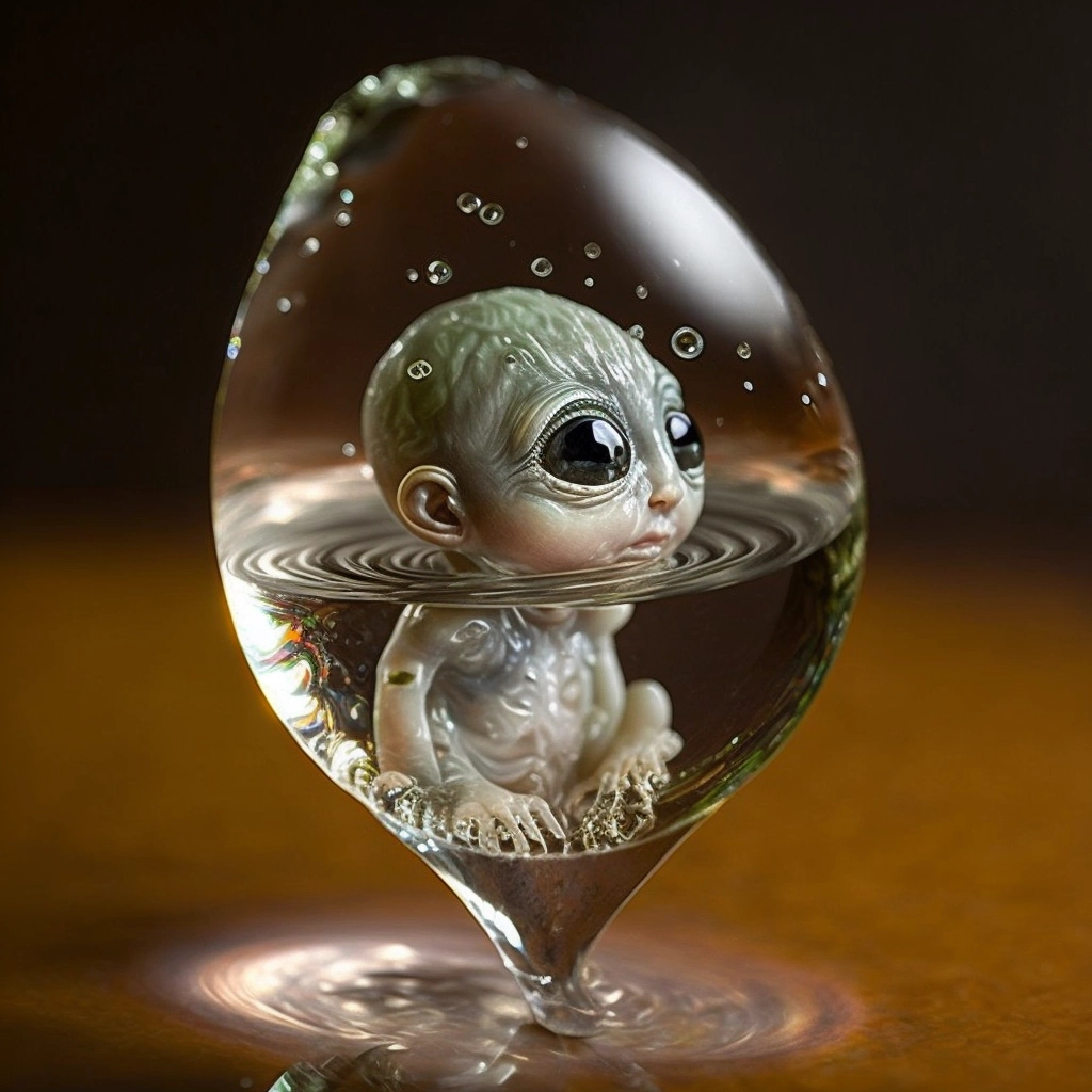 Captivating Baby Alien In Water Droplet • PromptDen