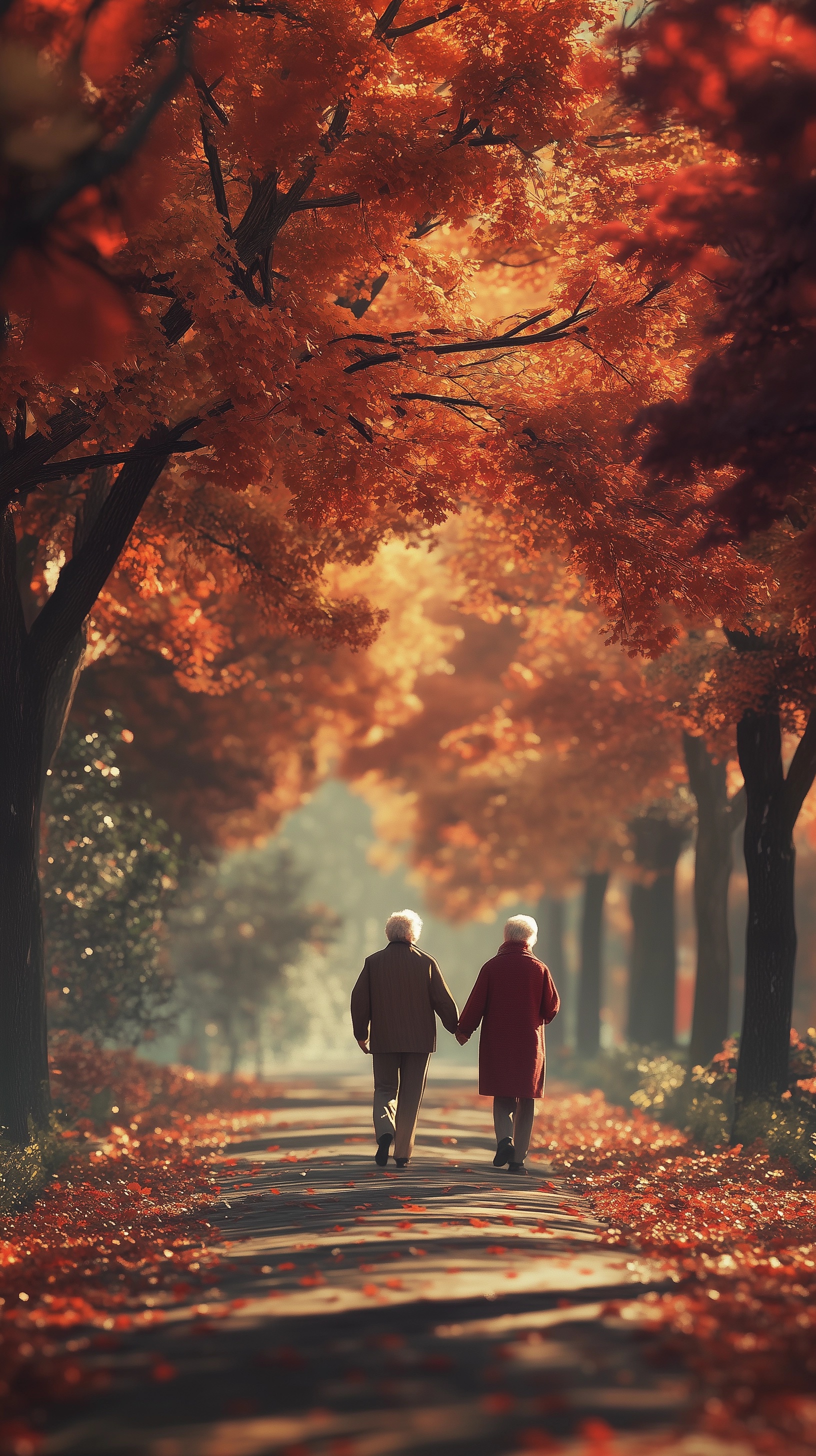 Autumn Stroll: A Couple's Heartwarming Walk • PromptDen