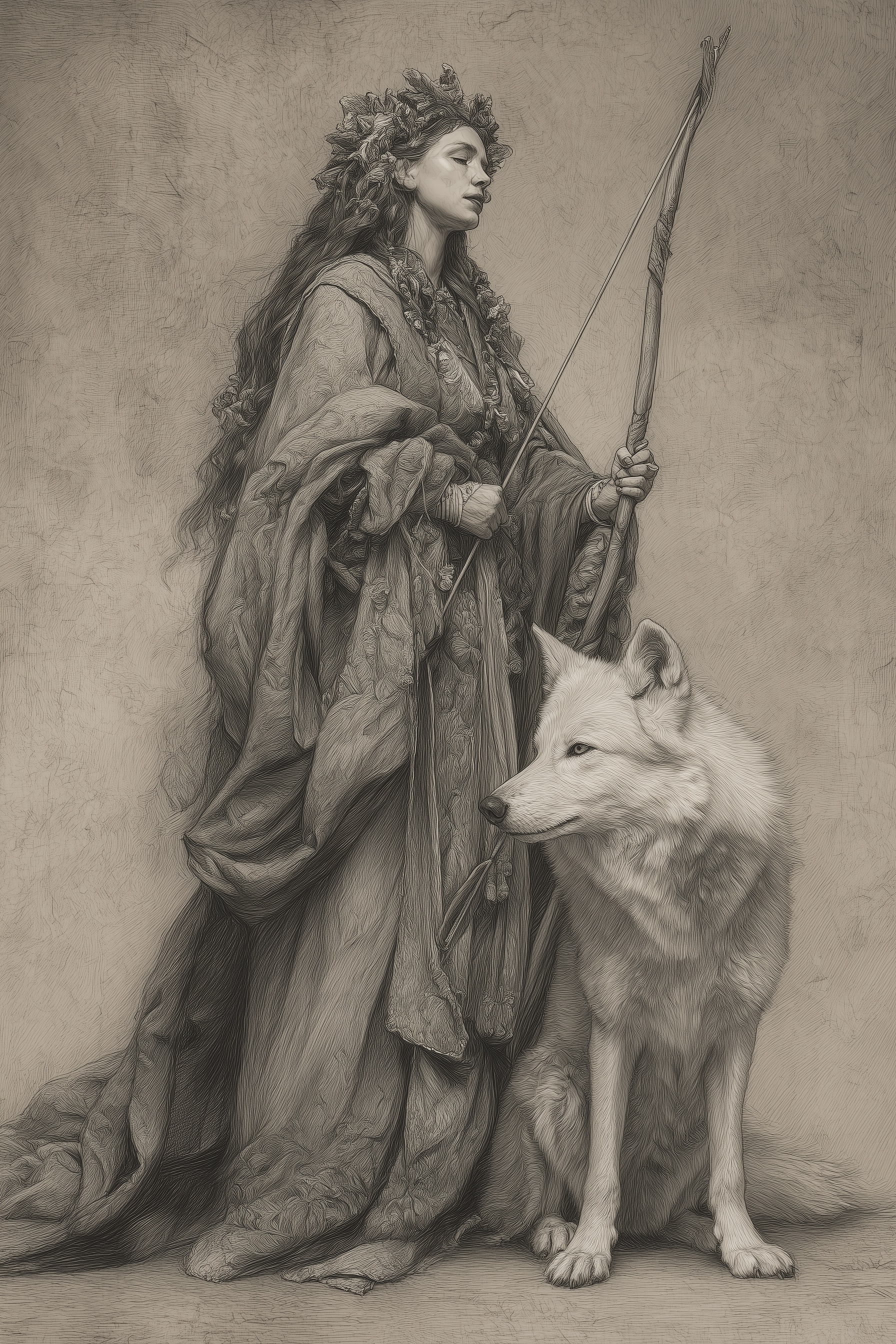 Ancient Hecate Portrait: Goddess In Pencil Art • PromptDen