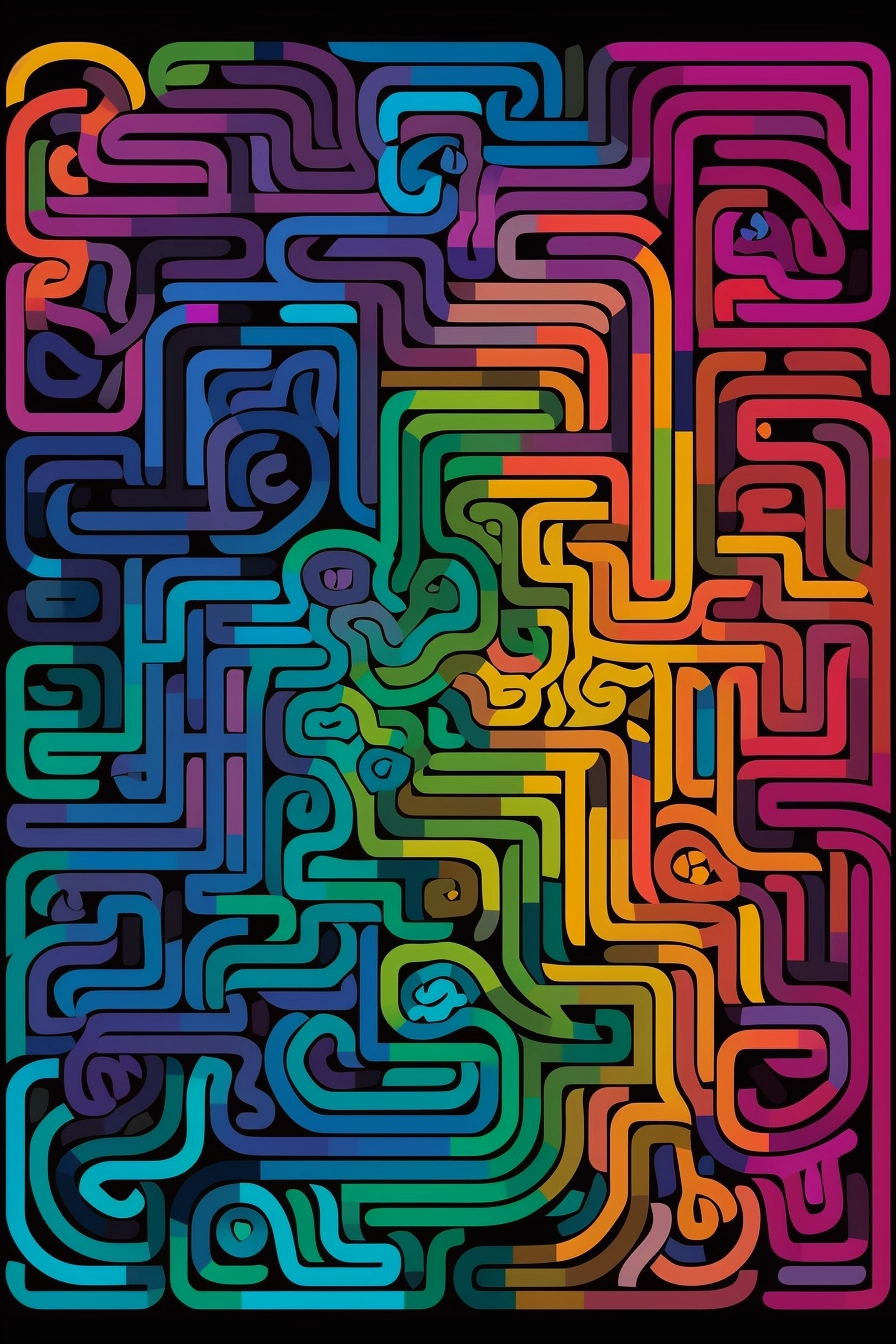 Get Lost In A Colorful Maze - Vector Illustration • PromptDen