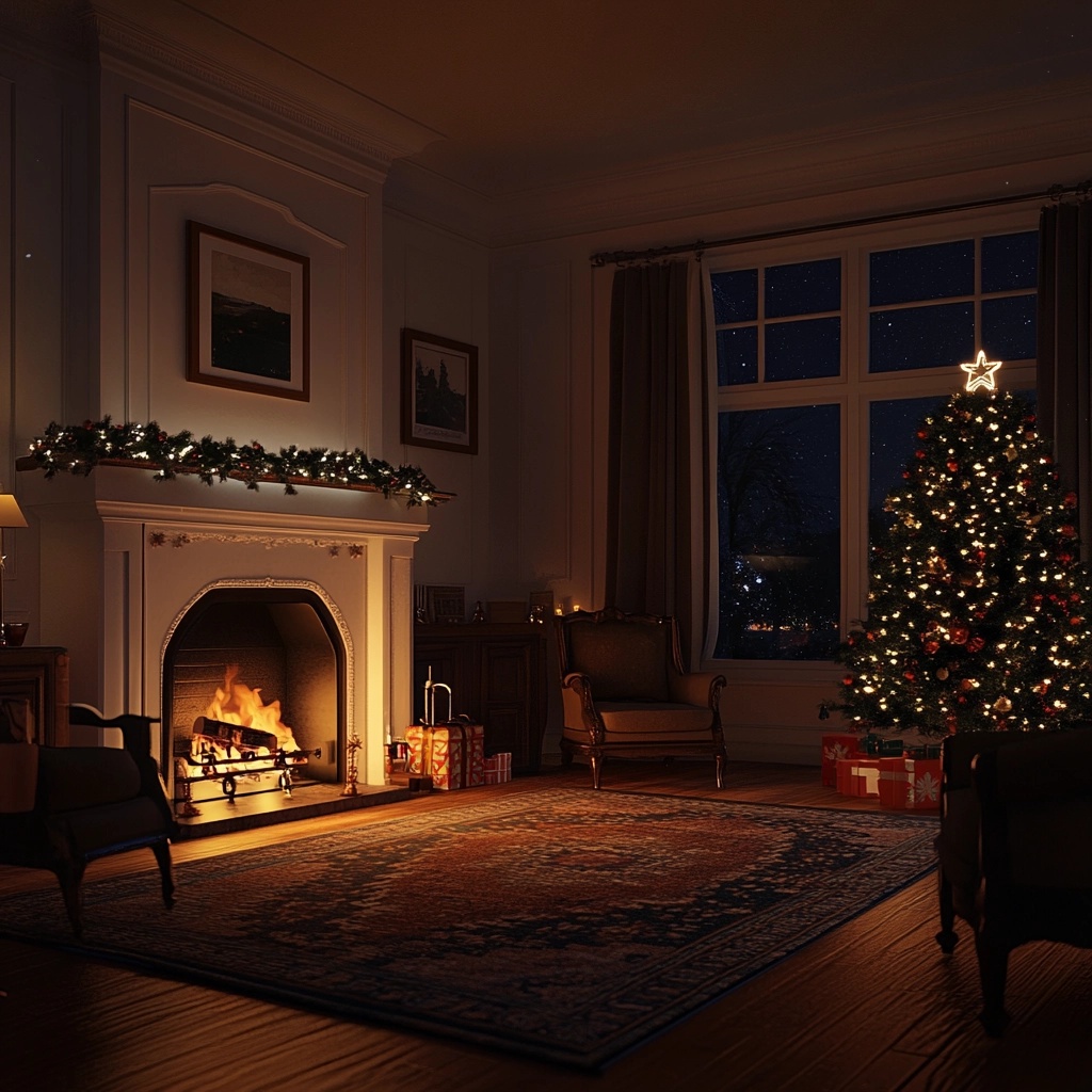 Cozy Pixar-inspired Christmas Living Room Scene • PromptDen