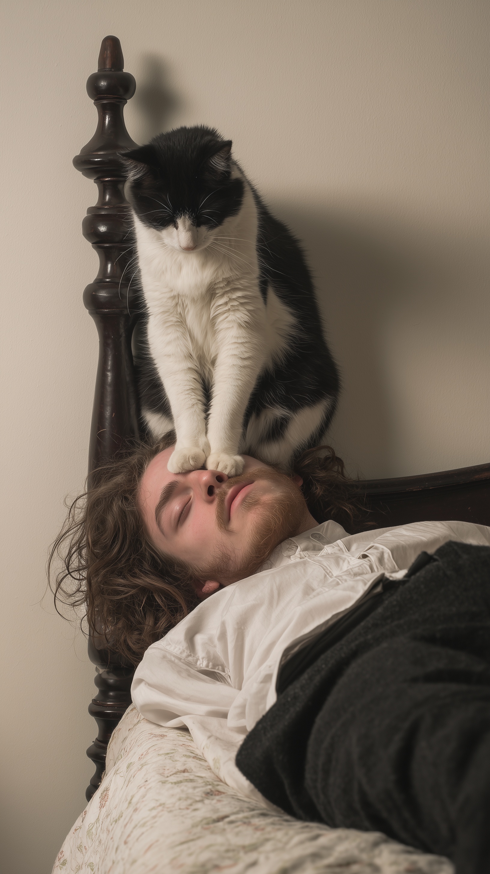 Funny Cat Blocking Sleep: A Hilarious Candid Moment • PromptDen