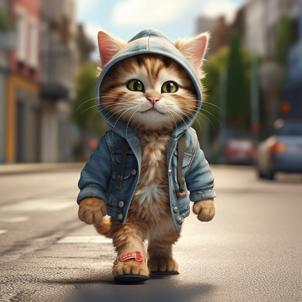 Cool Cat Struts In Style: 3d Animated Upright Walking • PromptDen