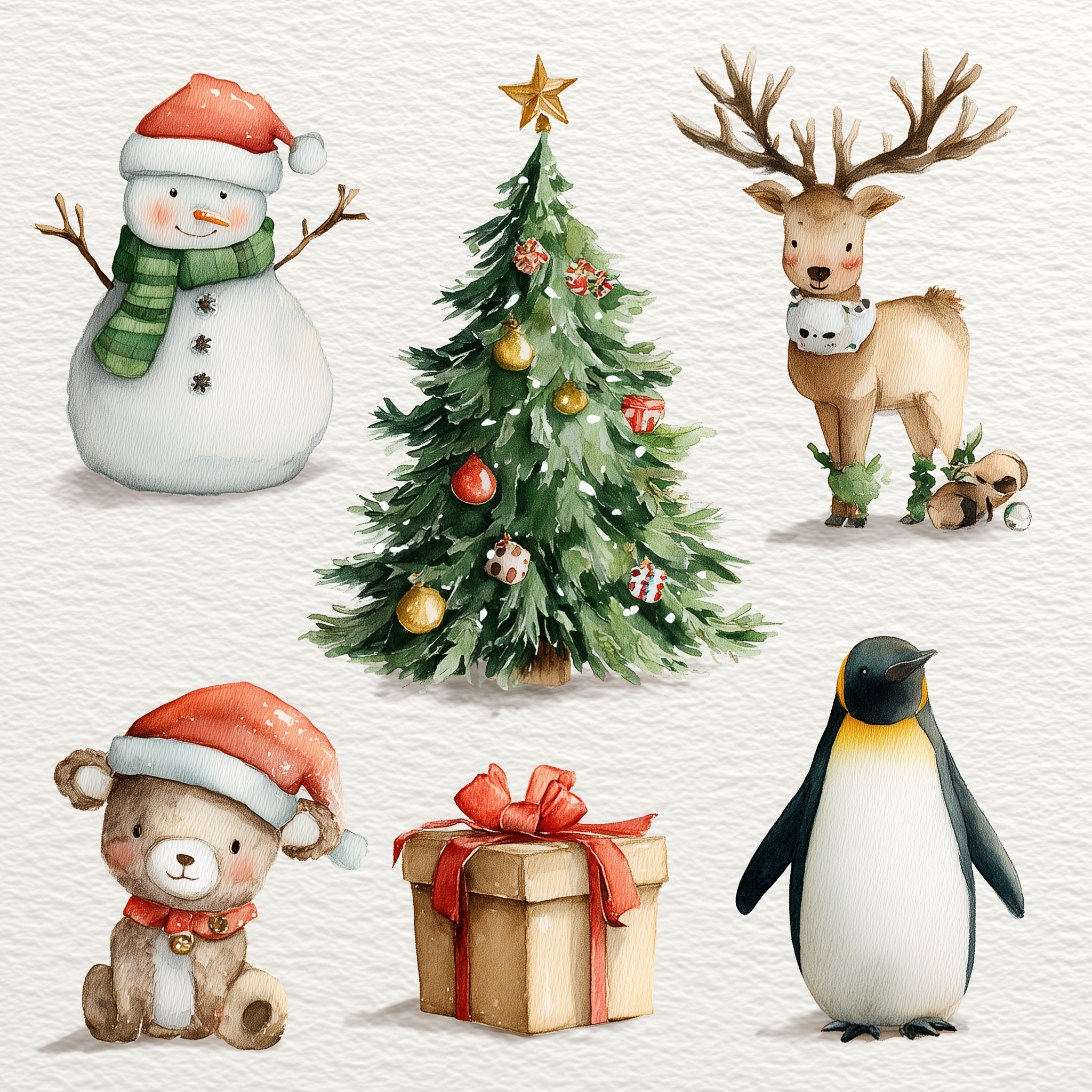 Watercolor Christmas Clipart: Joyful Holiday Elements • PromptDen