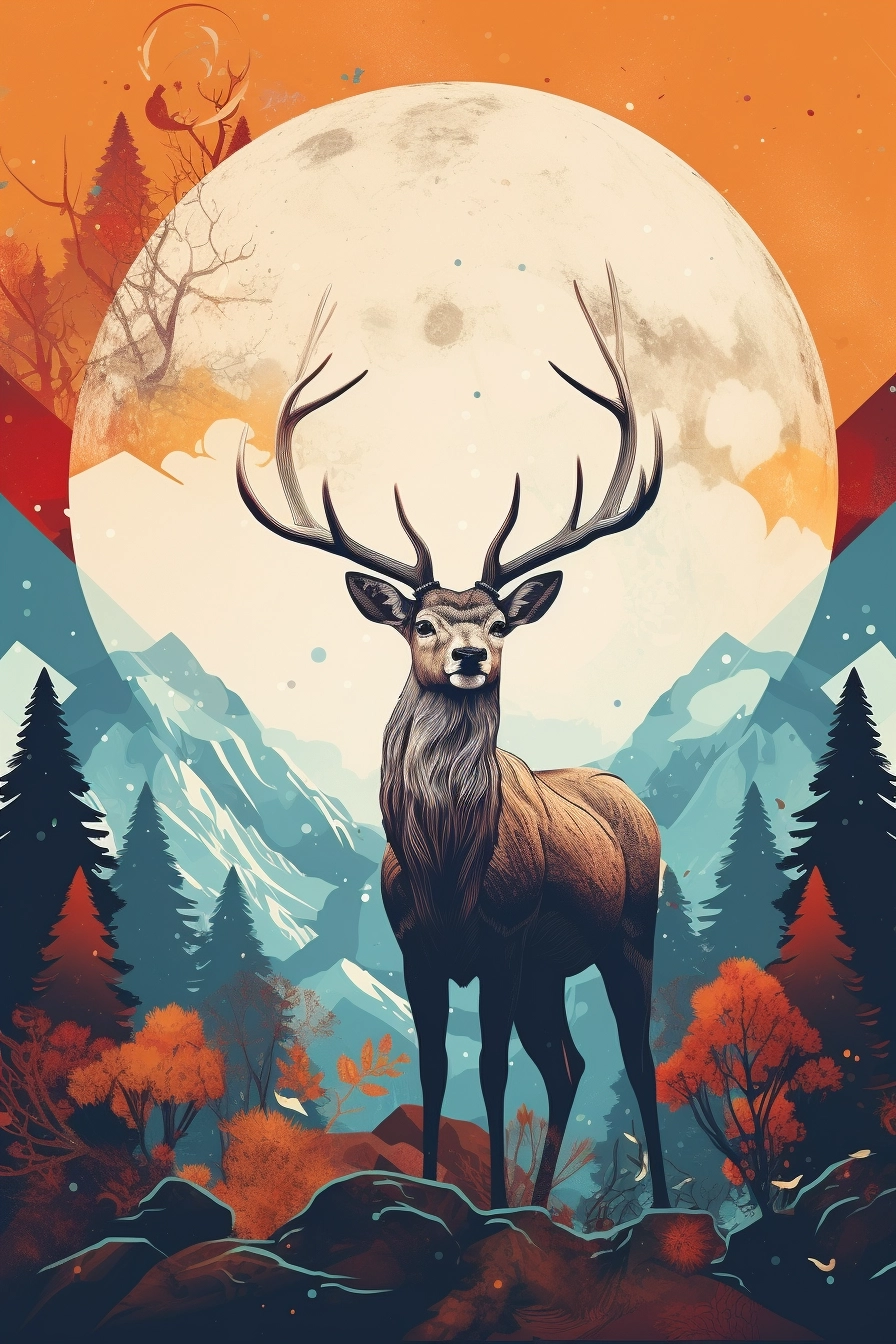 Stunning 8k Digital Art: Wanderlust Poster, Detailed Deer & Vibrant ...