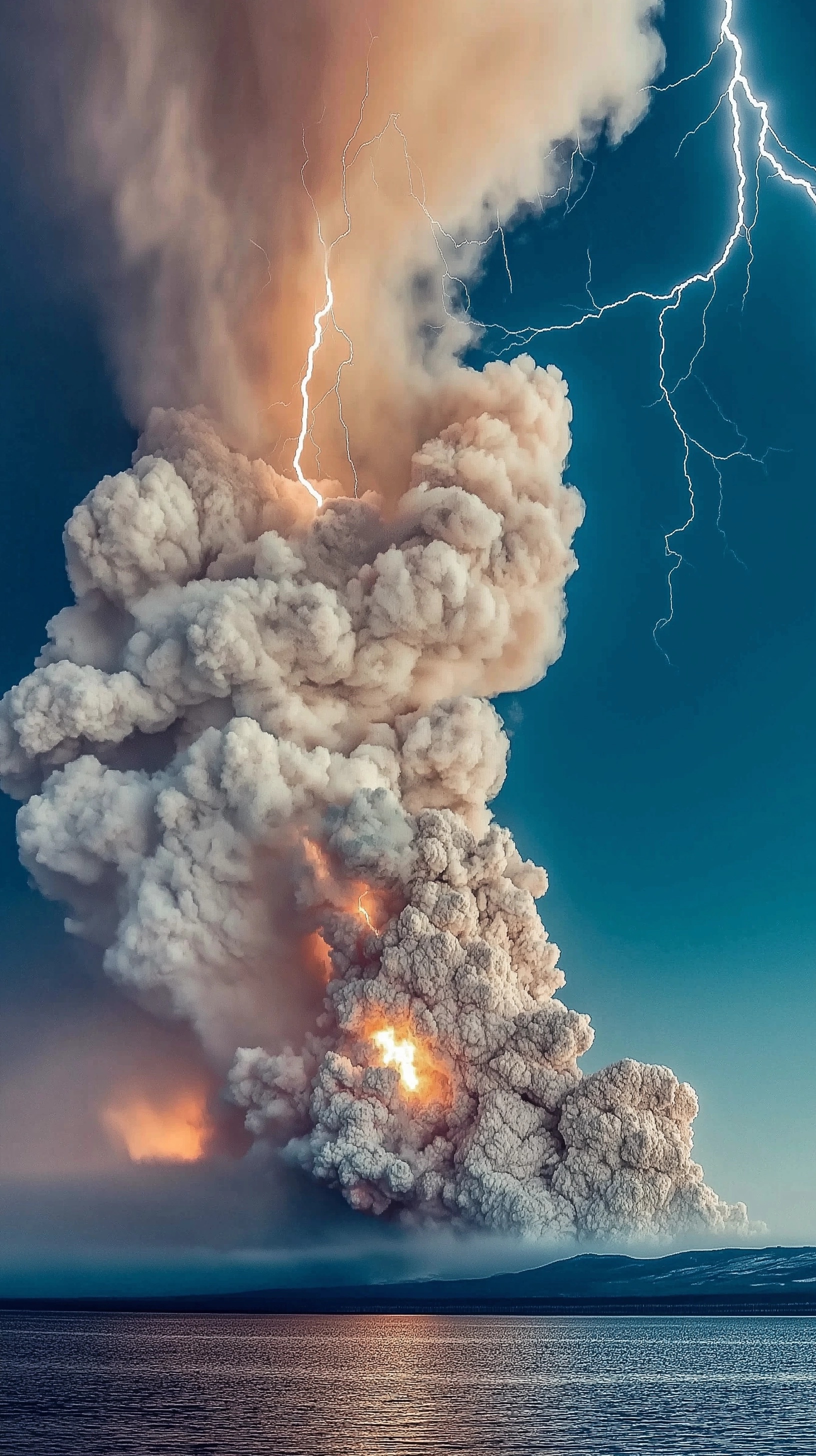 Stunning Ash Clouds Illuminated By Lightning • PromptDen