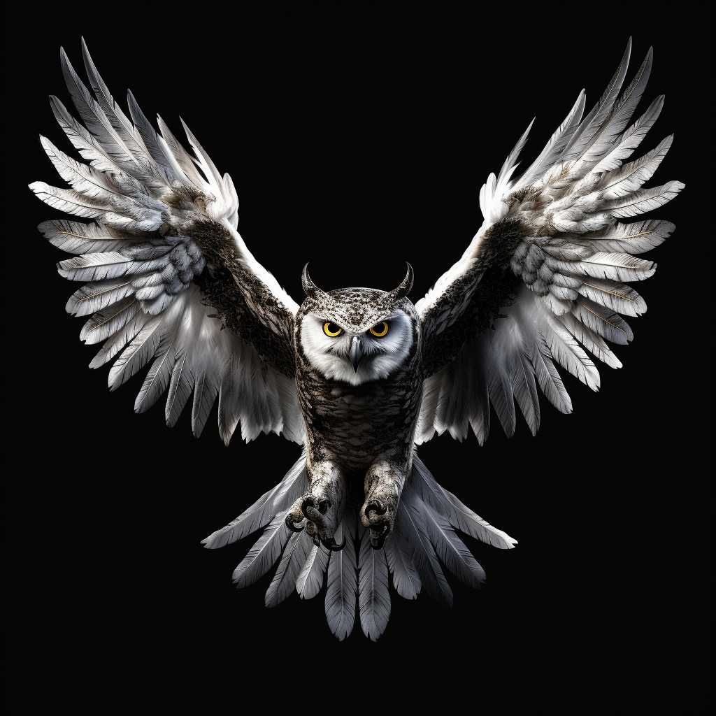 Terrifying Owl: Outstretched Wings, 8k Quality • PromptDen